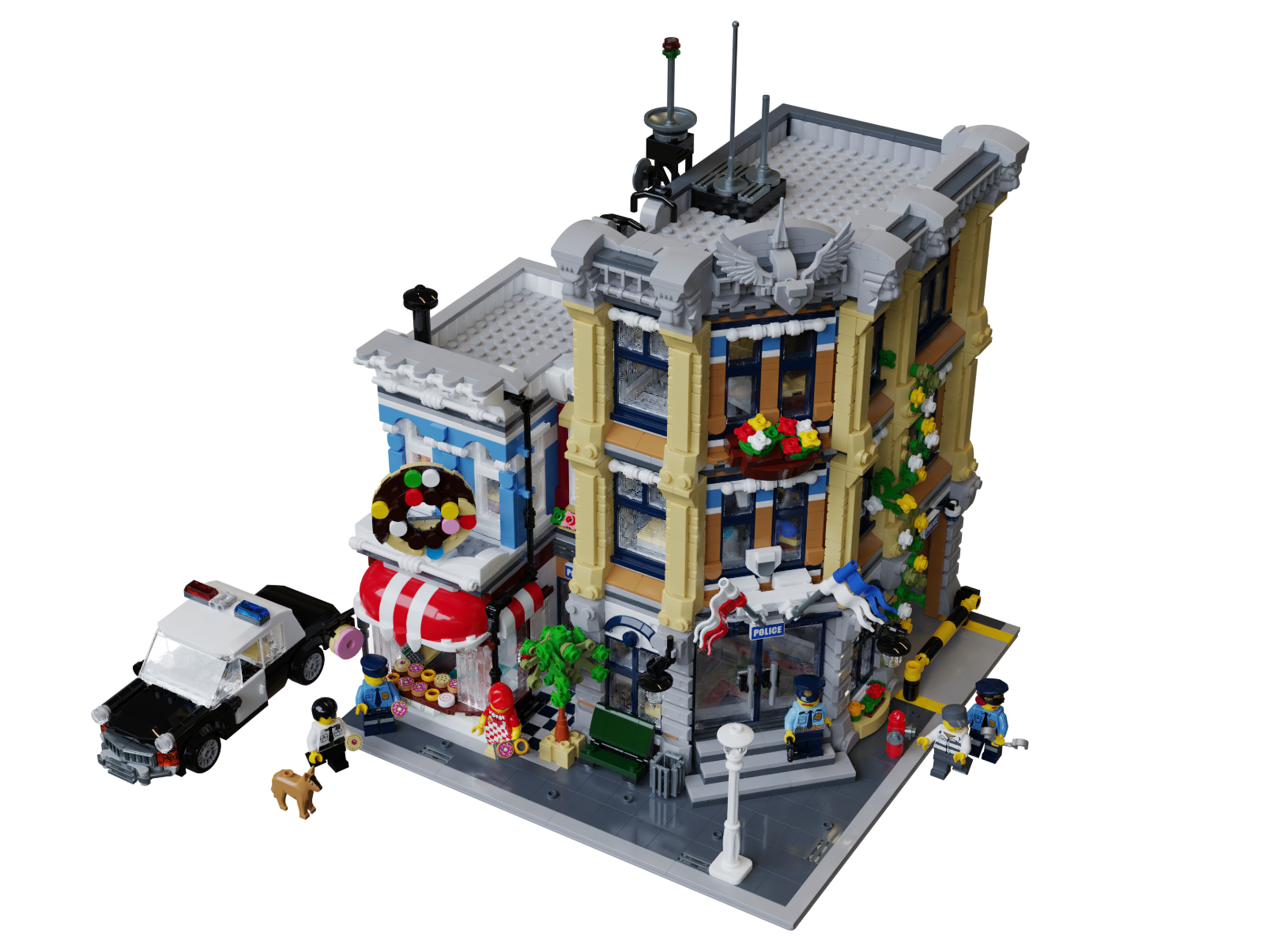 Modular Police Station with Donut store : r/lego