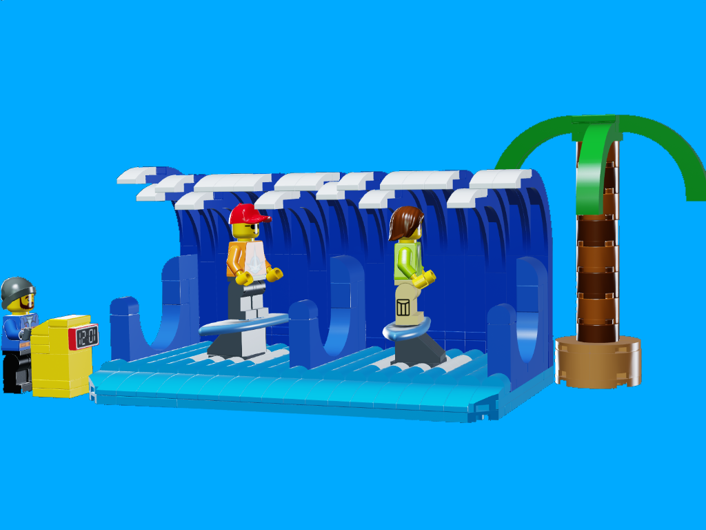 LEGO IDEAS - Dual Inflatable Surf Simulator With Inflatable Palm Tree.