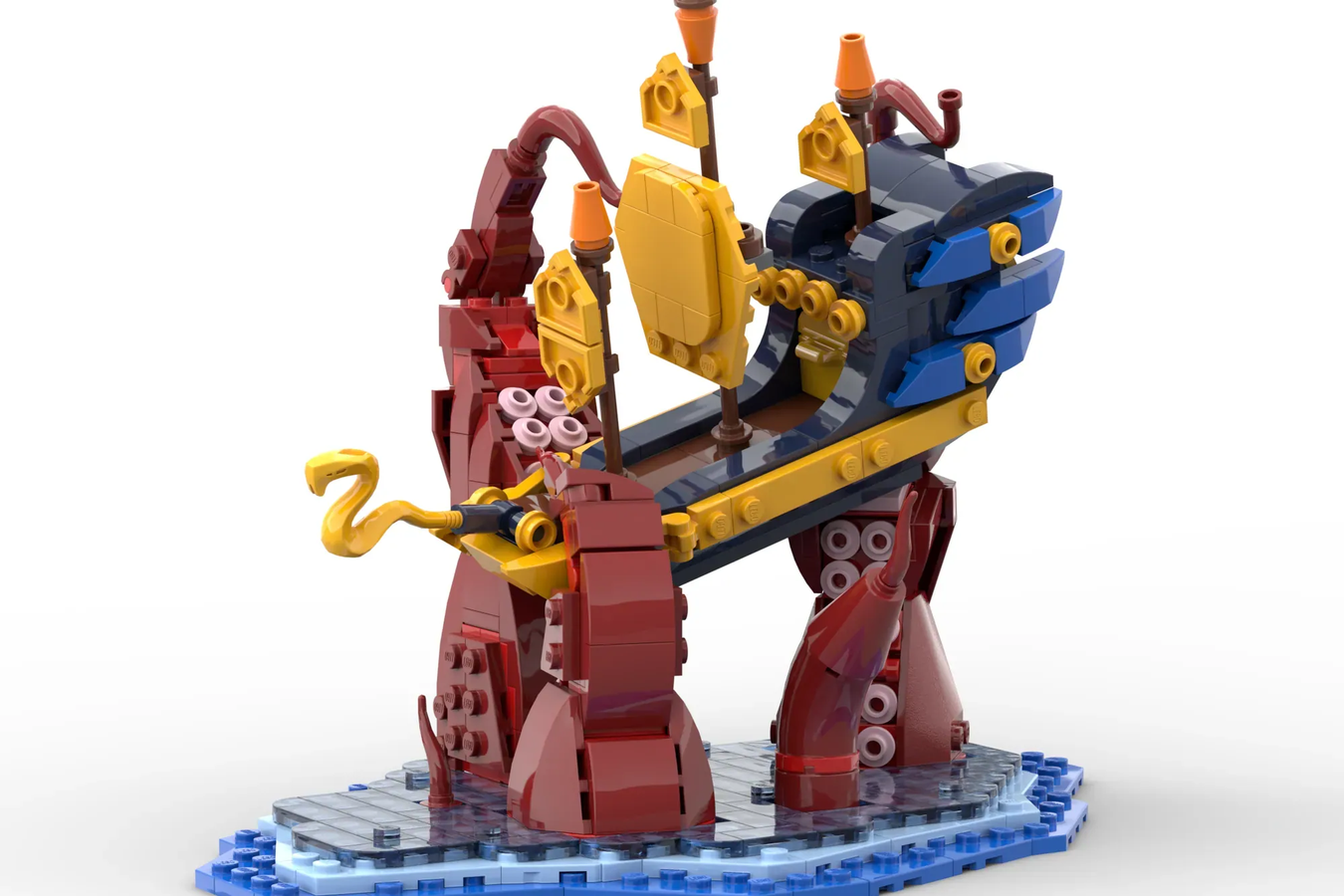 Lego Sea Moster Giant Sea Monster Attacks Lego Man To Rescues VENOM