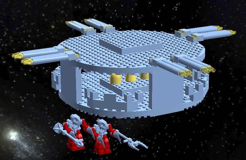LEGO IDEAS - blue space battle ship (with droids ).