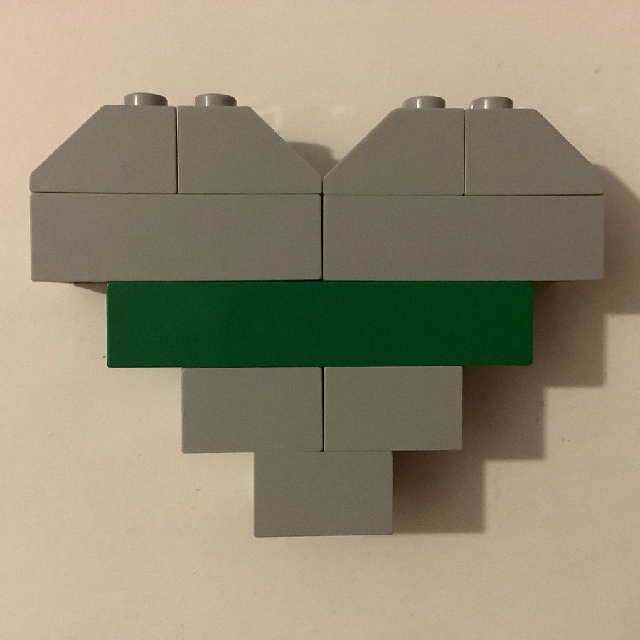 LEGO IDEAS - Build a Heart, Share the Love! - Grey and Green Striped ...
