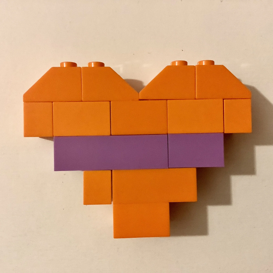 LEGO IDEAS - Build a Heart, Share the Love! - Orange and Lilac Striped ...
