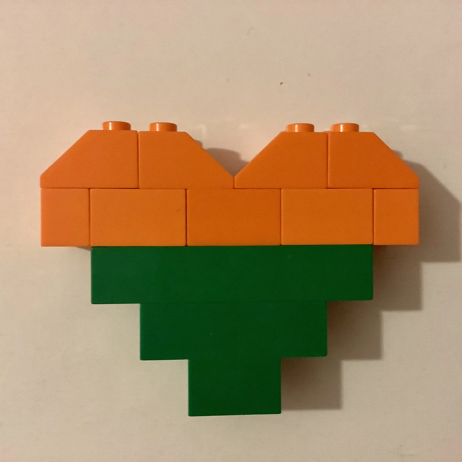 LEGO IDEAS - Build a Heart, Share the Love! - Orange and Green Pixel Heart