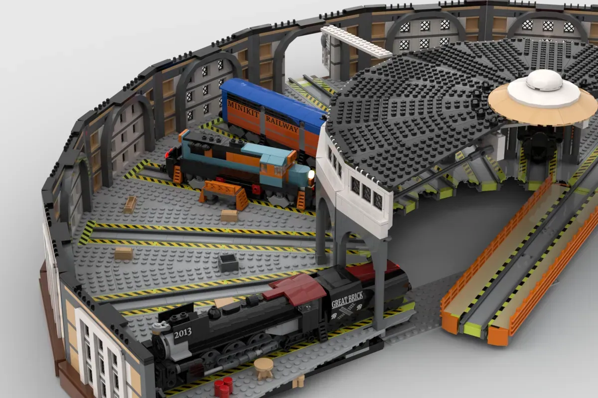 Midi Scale Roundhouse With Interior Turntable | LEGO® Ideas