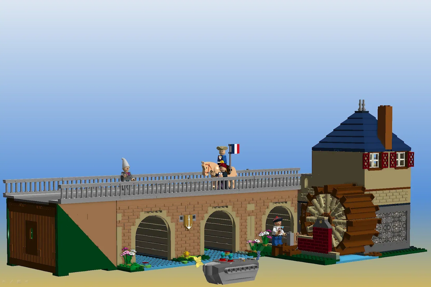 Medieval Watermill With Power Function, France [LDD] | LEGO® Ideas