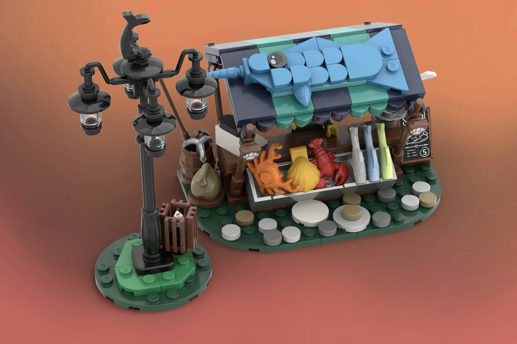 Seaside Fish Stand – A Charming City Market Corner | LEGO® Ideas
