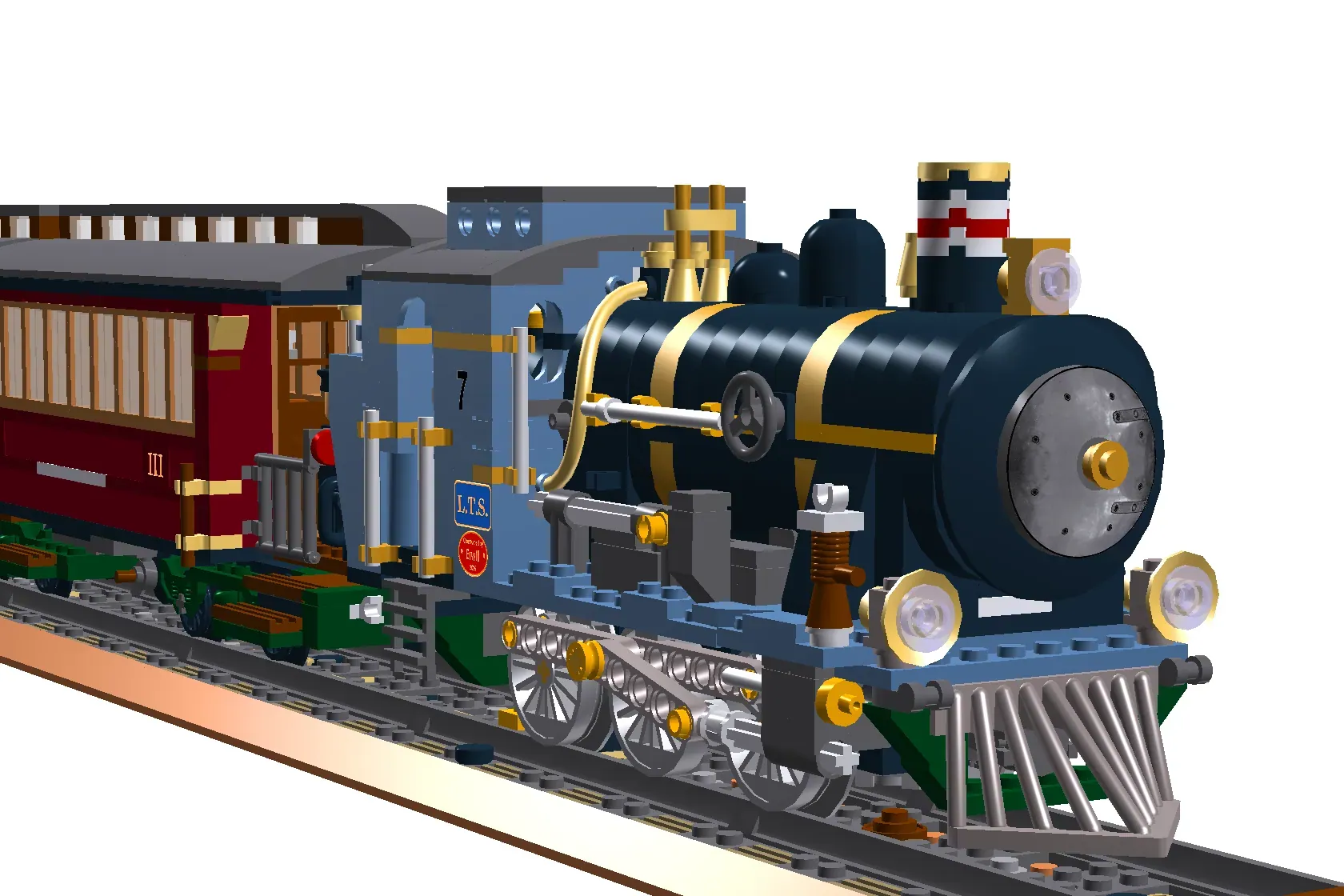 Steam Locomotive With Double Passenger Carriage [LDD] | LEGO® Ideas