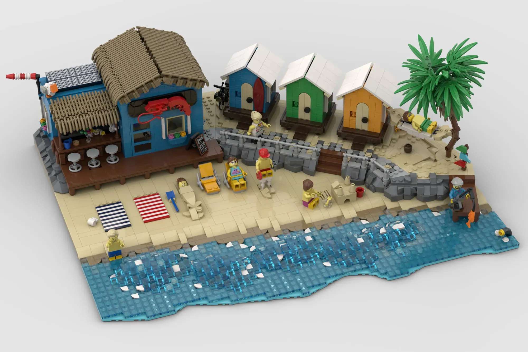 Seafood Restaurant and Beach Huts | LEGO® Ideas