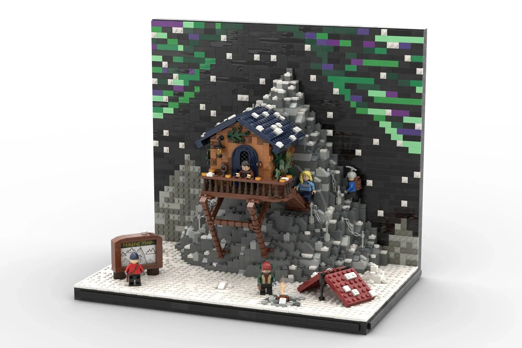 Mountain House Under the Northern Lights Diorama | LEGO® Ideas