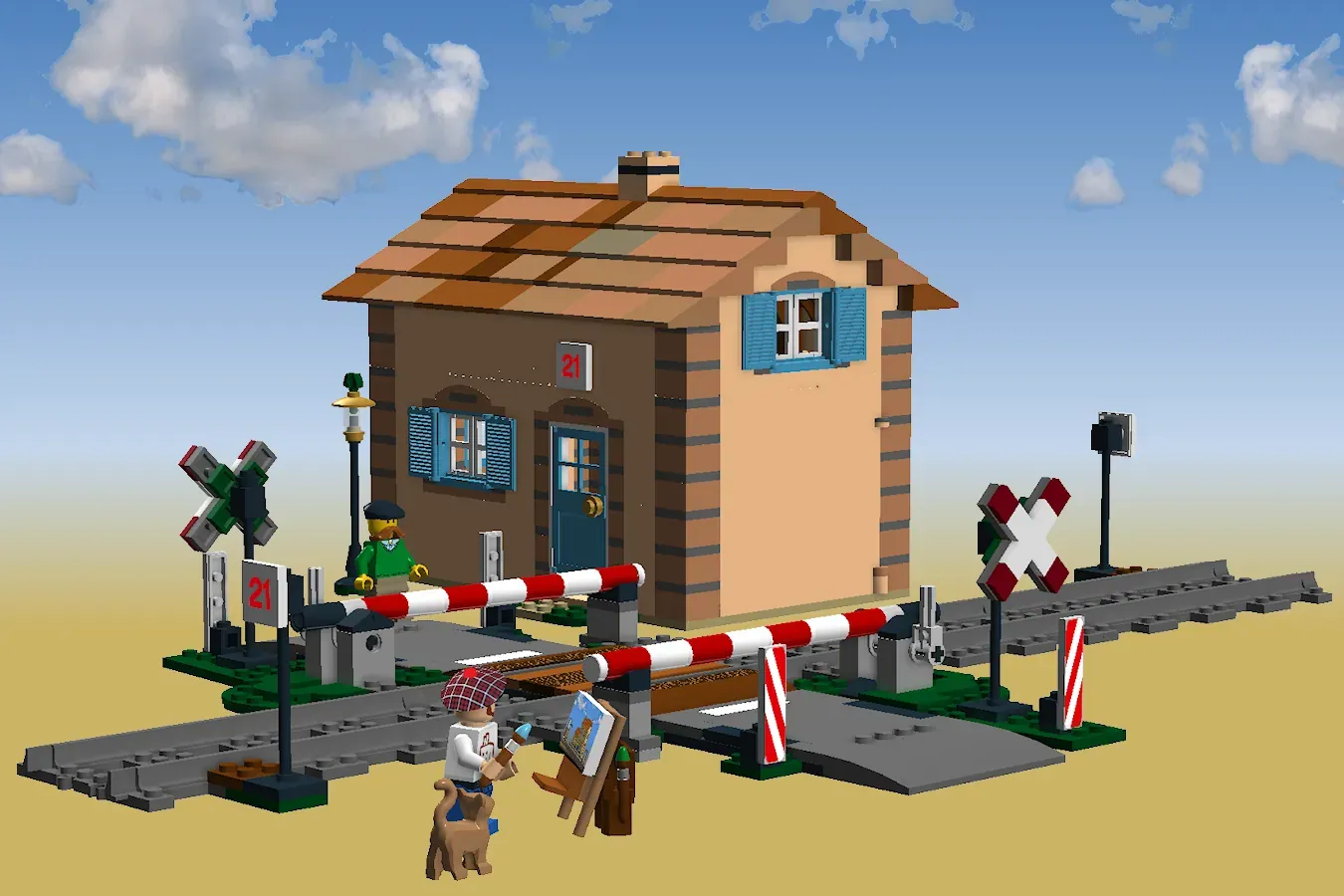Level Crossing With Guard House & French Guard [LDD] | LEGO® Ideas