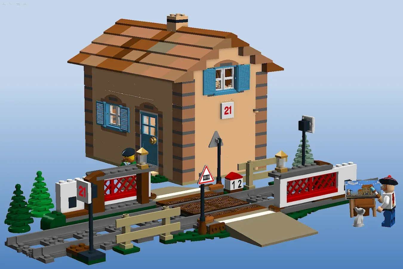 Old Level Crossing With Guard House and French Guard [LDD} | LEGO® Ideas