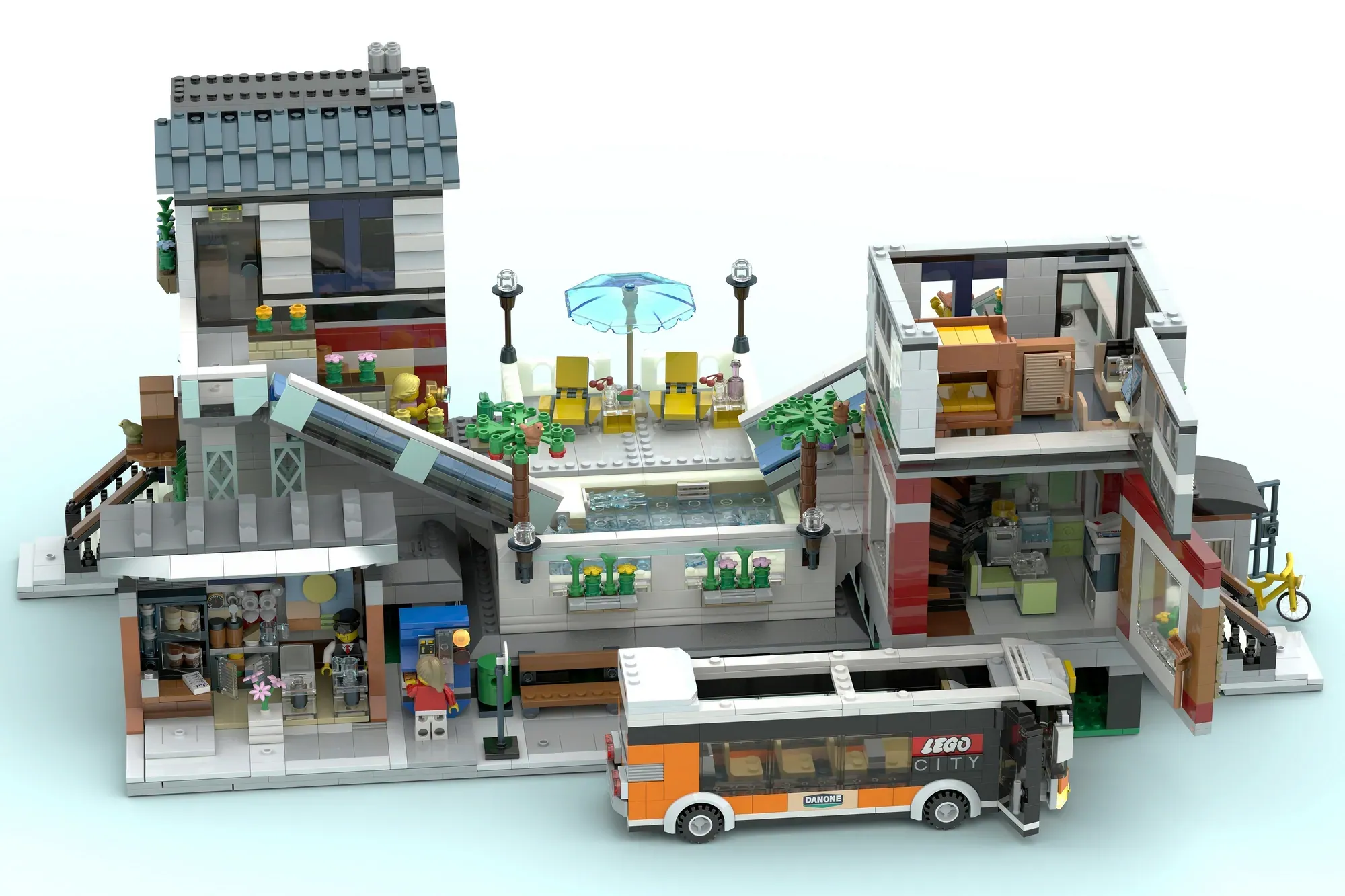 Water Slide Dorm With Orange Brick Bus Service | LEGO® Ideas