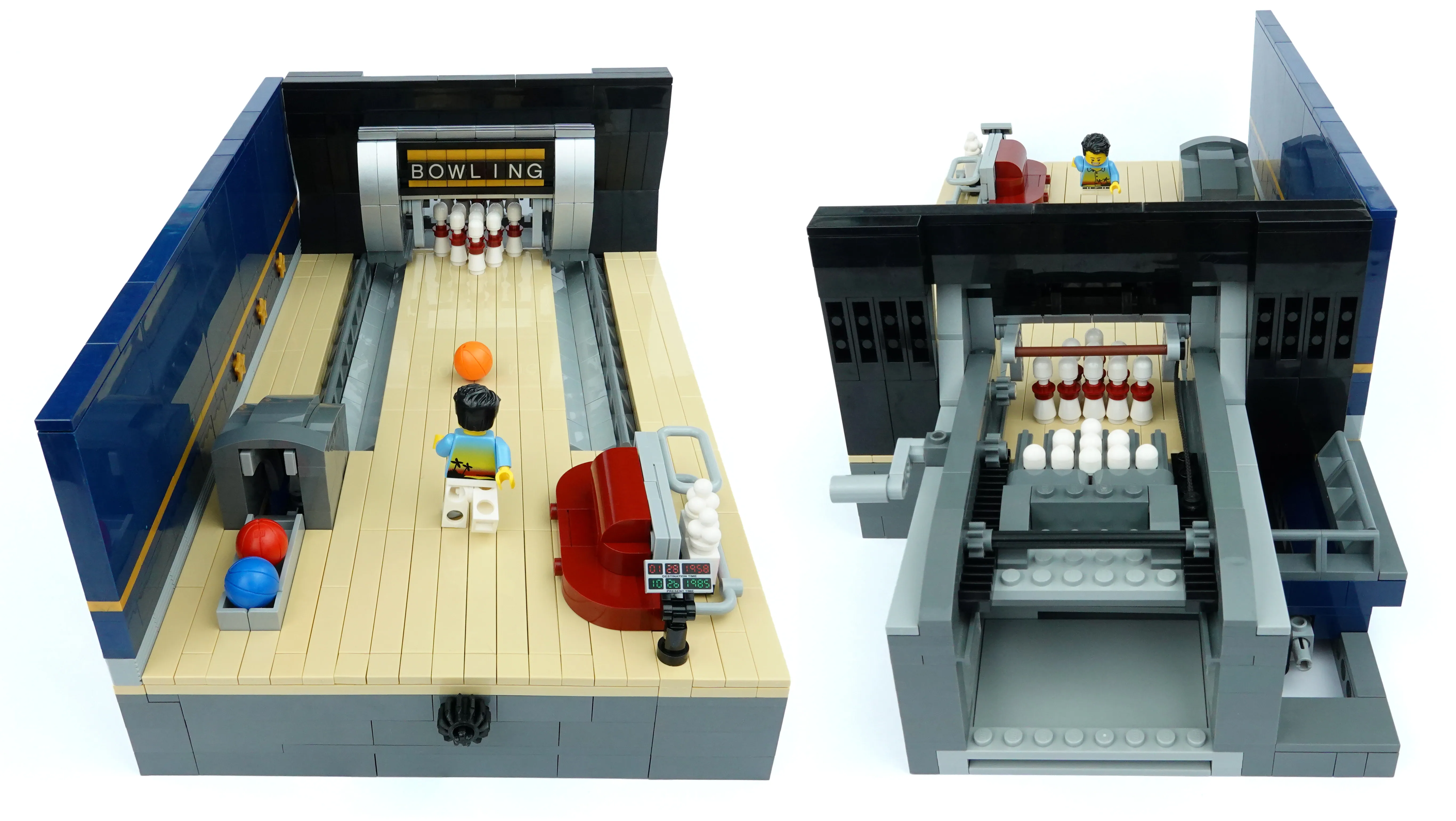 Working Bowling Alley - with Functional Pinsetter & Ball Return! | LEGO ...
