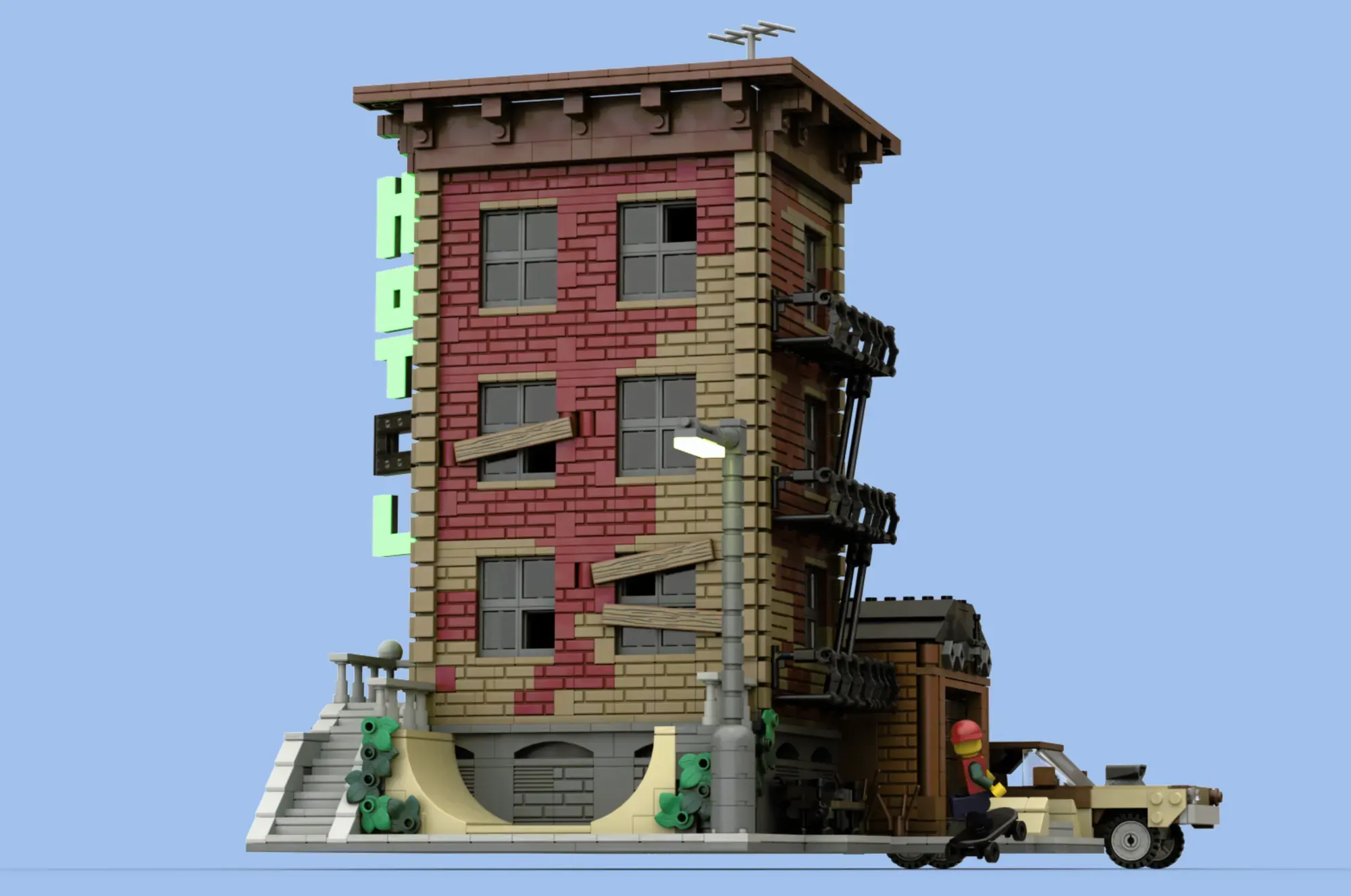 Abandoned Hotel Turned Into Skatepark Modular | LEGO® Ideas