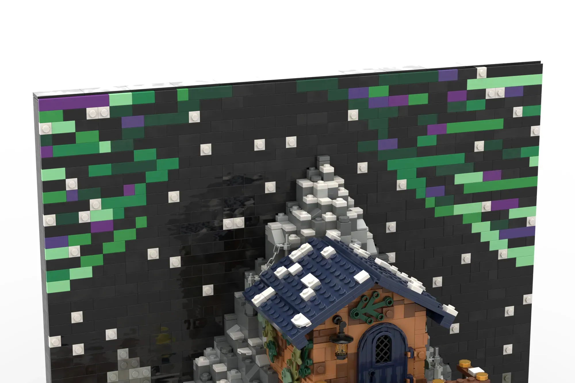 Mountain House Under the Northern Lights Diorama | LEGO® Ideas