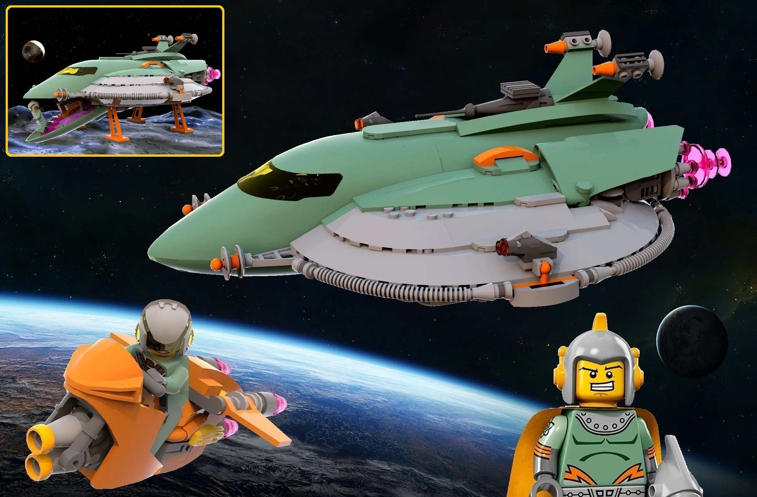 Retro Space Hero's Spaceship (and Spacebike) | LEGO® Ideas