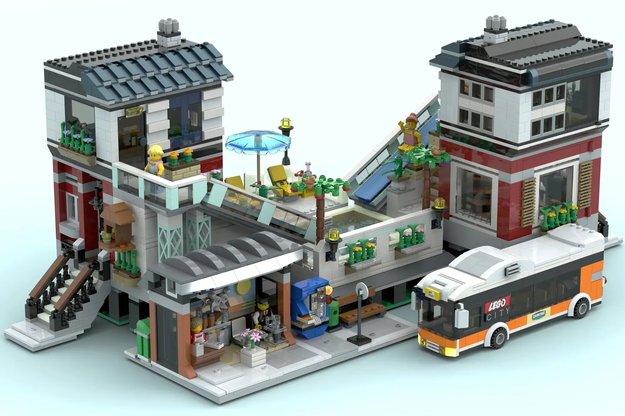 Complex Two - Water Slide Dorm With Orange Brick City Bus | LEGO® Ideas