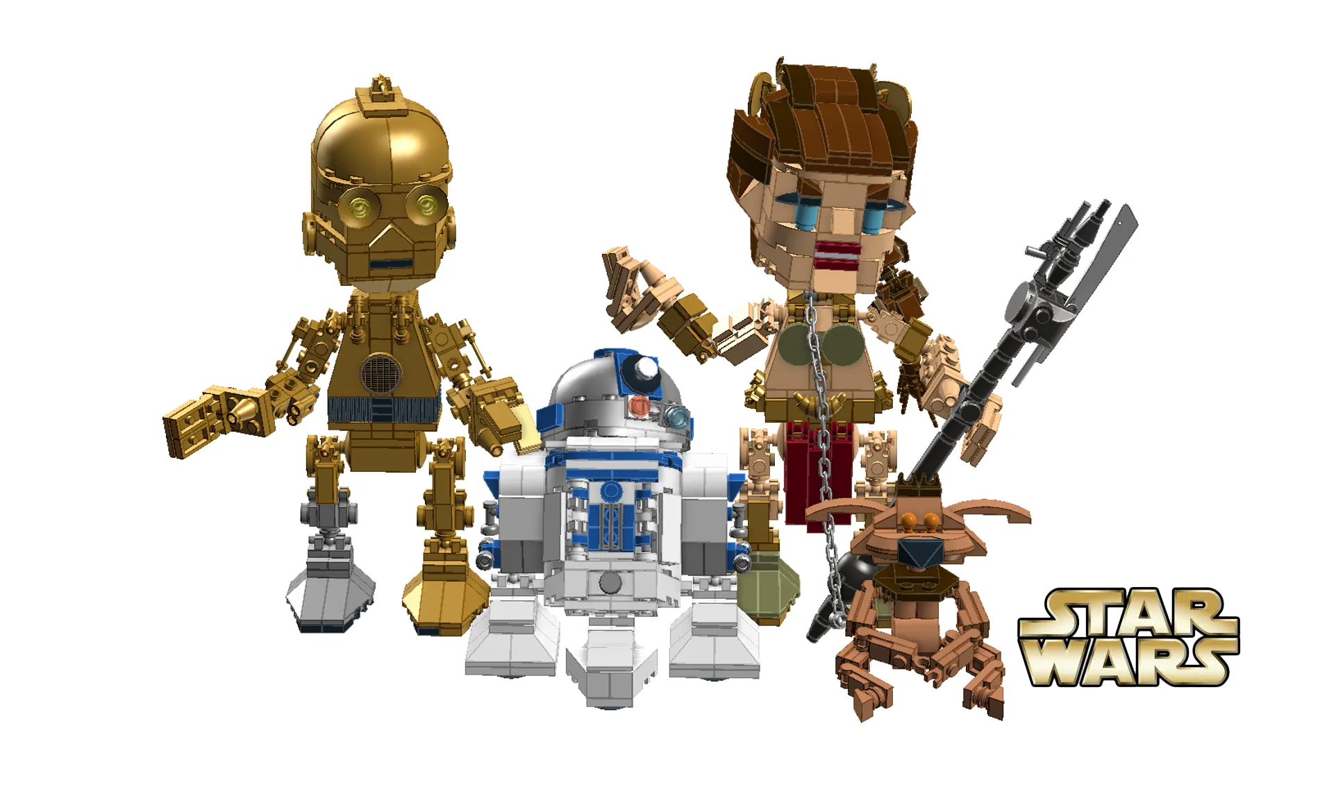 Chibi Lego builds ( CHIBO'S ) STAR WARS - R2D2, C3PO and Leia with ...