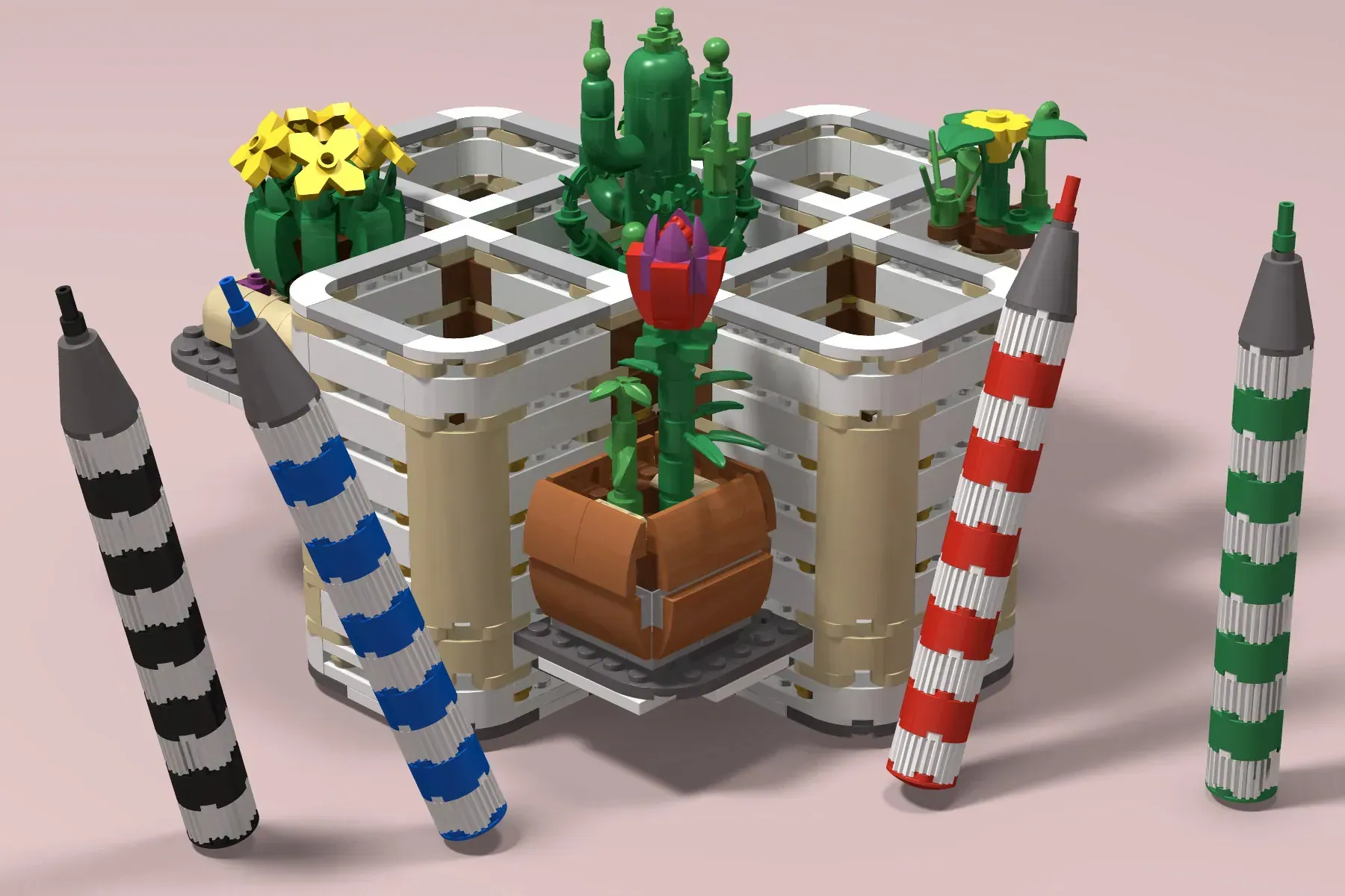 Flowerpot Integration With Pen Holder | LEGO® Ideas