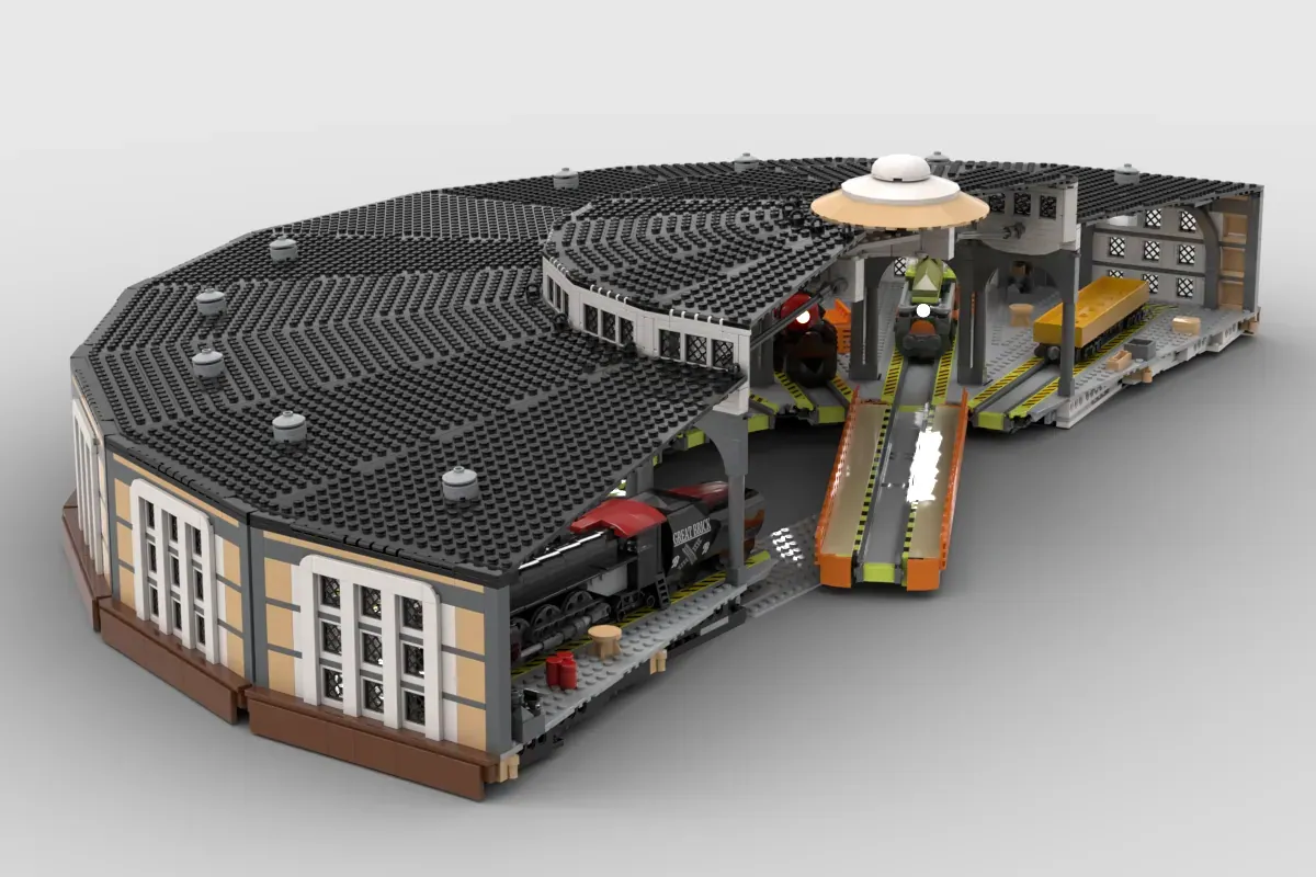 Midi Scale Roundhouse With Interior Turntable | LEGO® Ideas
