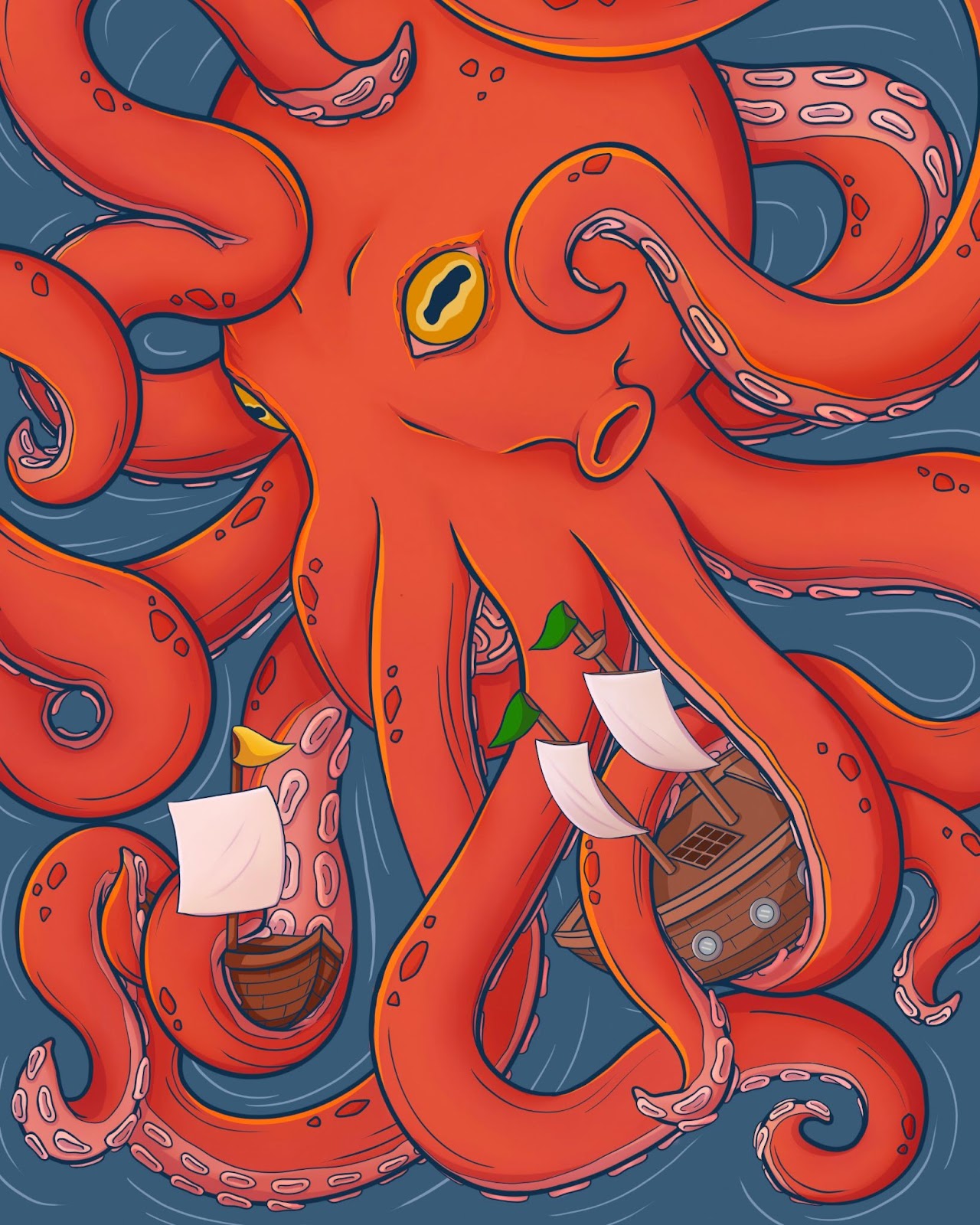 LEGO IDEAS - 3D Octopus With Ships Framed Art